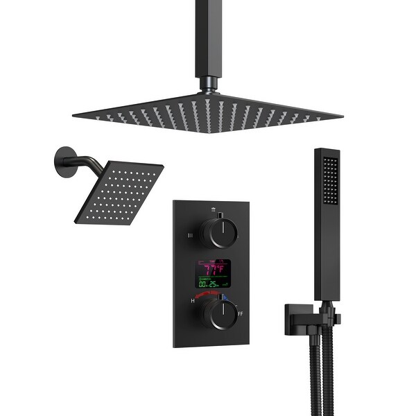 Dual Heads 16" Rainfall & High Pressure 6" Shower System w ...