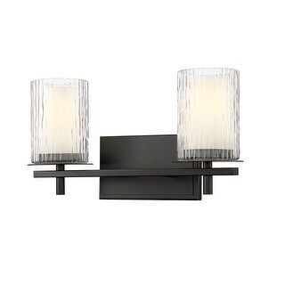 Grayson by Z-Lite 2 Light Vanity in Matte Black with Clear + Etched ...