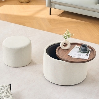 22.75" Round Ball & Cast Nesting Storage Ottomans of 2 - Bed Bath ...