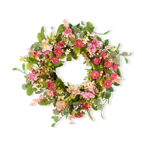 Mixed Floral Wreath 28"D Twig/Fabric - Bed Bath & Beyond - 34564150