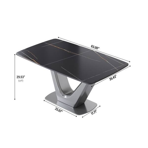 Minimalist Marble Dining Table Slate Kitchen Table with V Shape ...