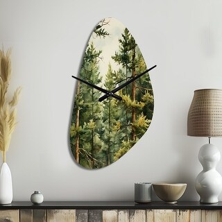 Designart - Pine Tree Symphony II - Tree Pine Large Wall Clock in Fall ...