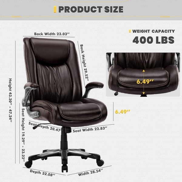 Large Heavy Duty High Back Executive Computer Office Desk Chair Flip-up ...