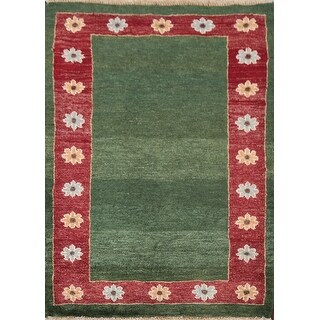 Green Bordered Gabbeh Kashkoli Wool Area Rug Hand-knotted Foyer Carpet ...