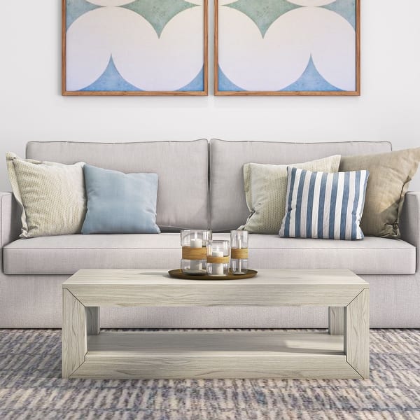 Plank and Beam Modern Rectangular Coffee Table with Shelf - On Sale ...