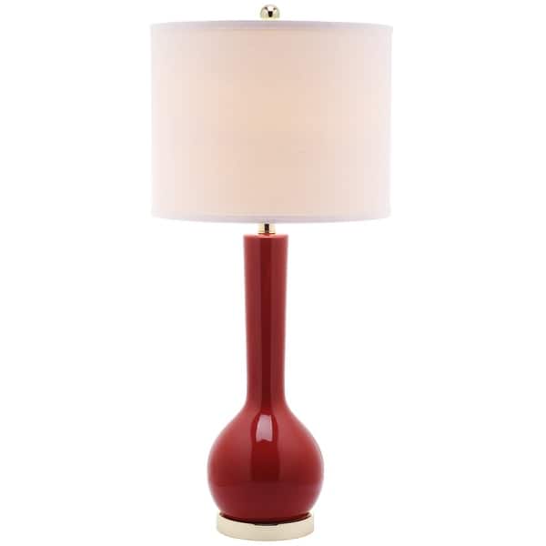 SAFAVIEH Lighting 31-inch Mae Chinese Red Long Neck Ceramic Table Lamp ...