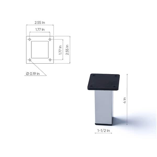 4 Inch Adjustable Square Tube Legs (Set of 4) - Bed Bath & Beyond ...