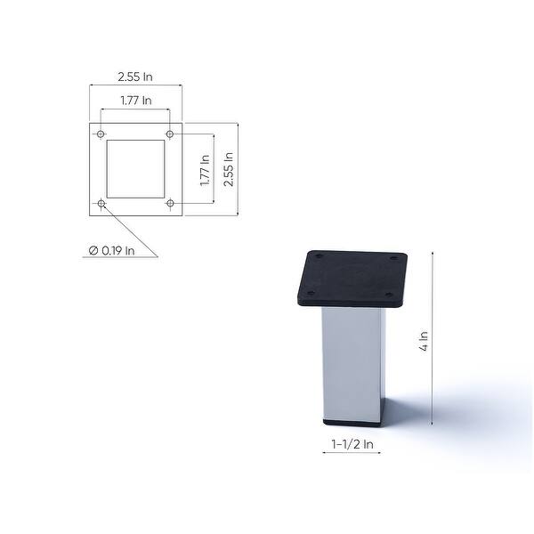 4 Inch Adjustable Square Tube Legs (Set of 50) - Bed Bath & Beyond ...