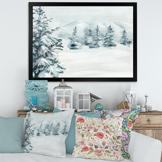 Designart "Snowy Pine Trees" Traditional Framed Art Print - Bed Bath ...