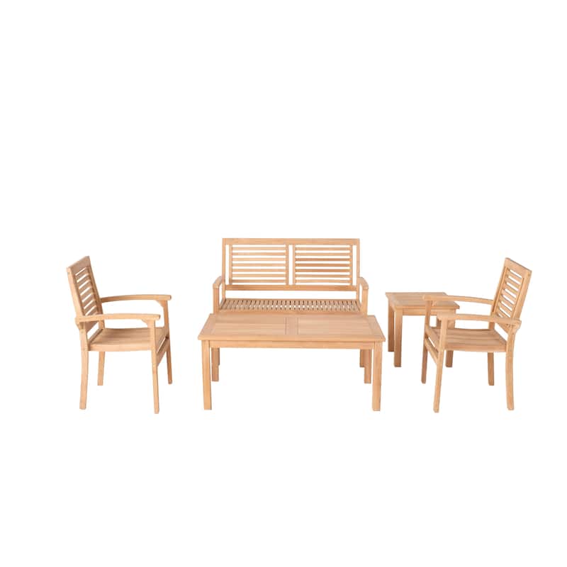 Grasmere 5 Piece FSC Teak Deep Seating Group - Overstock - 35446905