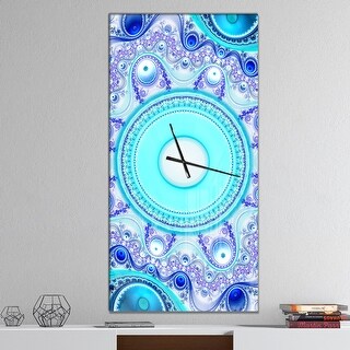 Designart 'Turquoise Wavy Curves and Circles' Oversized Modern Wall ...