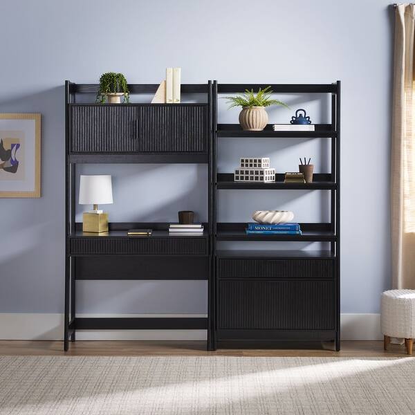 Walker Edison Hutch Desk with Wide Bookcase - Bed Bath & Beyond - 40771413