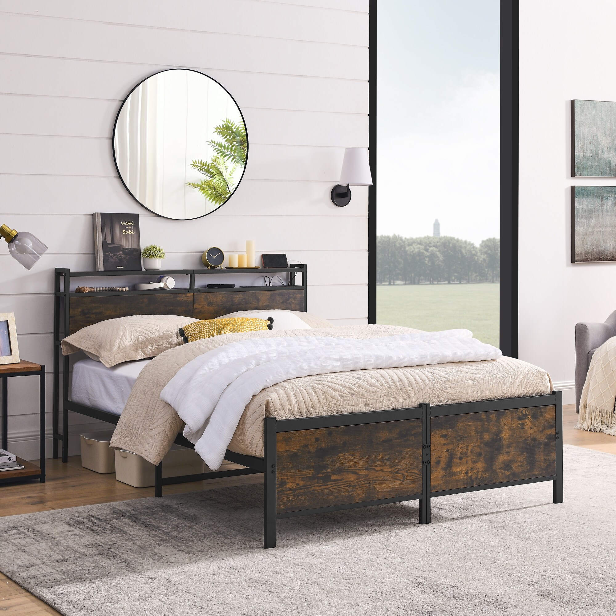 Simple Stylish Square Tube Iron Bed Frame with Ambient Light Design ...