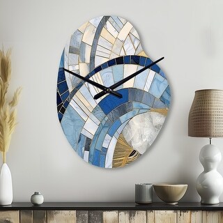 Designart - Gold Constructing Blue Realms I - Abstract Shapes Large ...