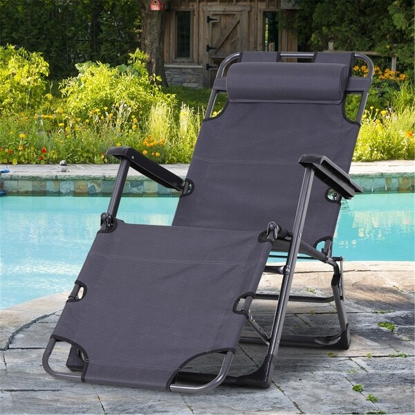 Folding Lounge Chair with Pillow Headrest and Lay Down Sun Lounger 51.5 L x 25.5 W x 35.5 H Bed Bath Beyond 42245455