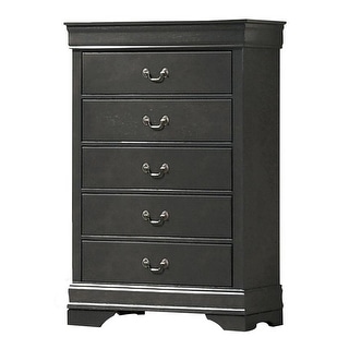 Ryla 48 Inch Tall Dresser Chest, 5 Drawers, Metal Handles, Solid Gray ...