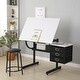 White Drafting Table with Storage Drawers and Stool for Designers - Bed ...