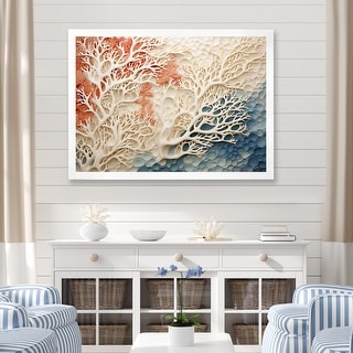 Designart "Pink And White Coastal Coral Collage I" Coastal Coral Under ...