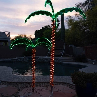 7-Feet Decorative Lighted Palm Tree - Holographic Rope Light for Indoor ...