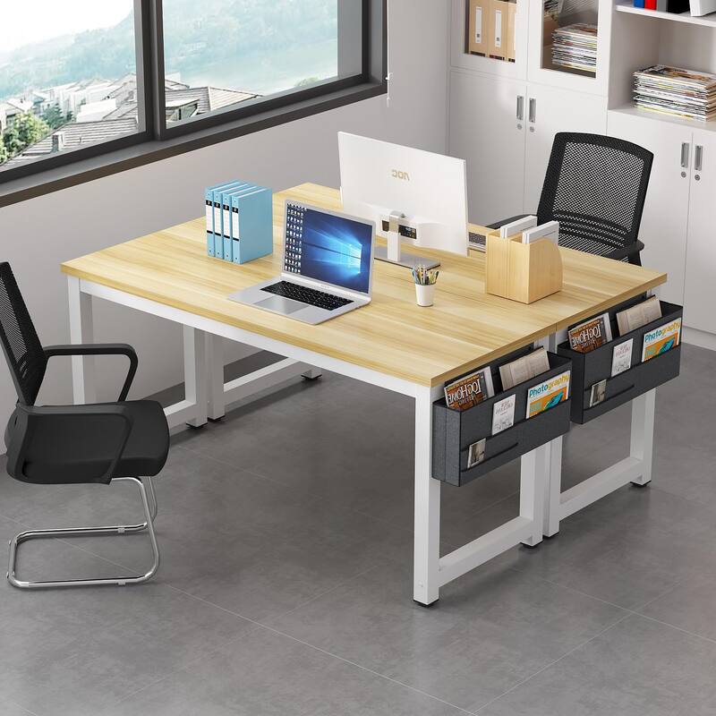 63" Computer Desk, Large Home Office Desk Modern Wood Writing Study ...