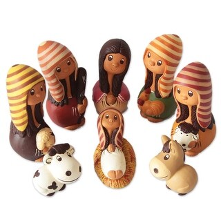 Handmade Blessings Ceramic nativity scene (Peru) - 60 x 60 x 22 - Bed ...