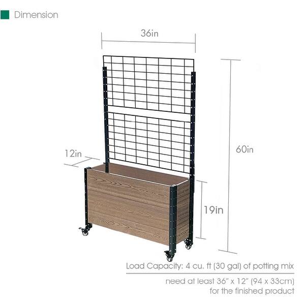 Mobile Deep Trough Planter Box Raised Garden Bed w/ Trellis - Bed Bath ...