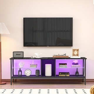 TV stand,Iron TV cabinet,entertainment center, media console, with LED ...