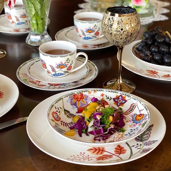 STP Goods Byzantium Flowers Bone China Dinnerware Set of 5 for 1 - Bed ...