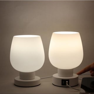 Touch Bedside Table Lamp with White Opal Glass Lamp Shade, 3 Way ...