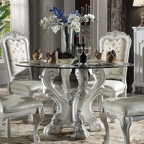 Dresden Round Dining Table in Bone White Finish - Bone White Finish ...