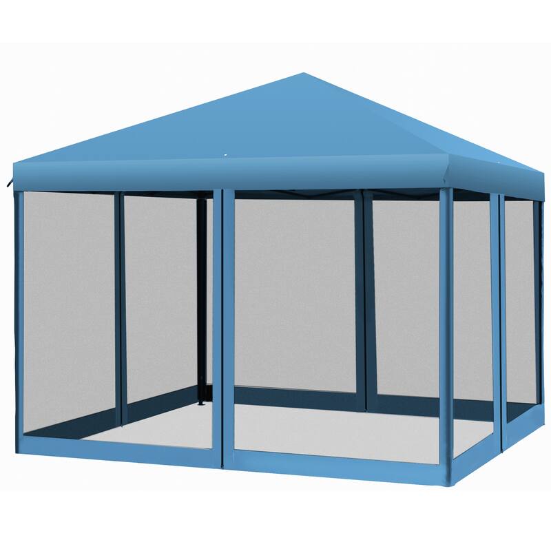 Outsunny 10' x 10' Heavy Duty Pop Up Canopy with Removable Mesh ...