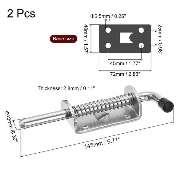 Barrel Bolt Latch, 2Pcs Stainless Steel Spring Loaded for Door, Silver ...