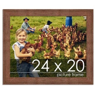 24x20 Frame Brown Barnwood Picture Frame with UV Acrylic Glass, Foam ...