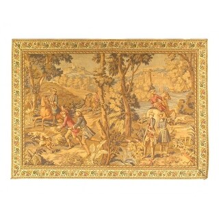 Fine Hand Knotted Vintage Tapestery 4'9'' X 6'9'' - Gold - 6'9'' x 4'9 ...