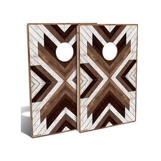 Country Living White and Dark Stain Chevron Tailgate Cornhole Board Set ...