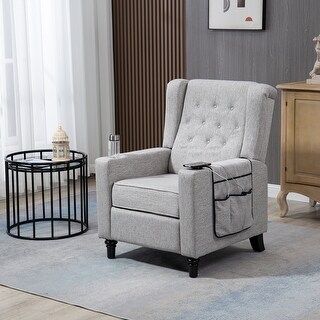 Light Gray Tufted Wingback Recliner Chair with Comfortable Cushioned ...