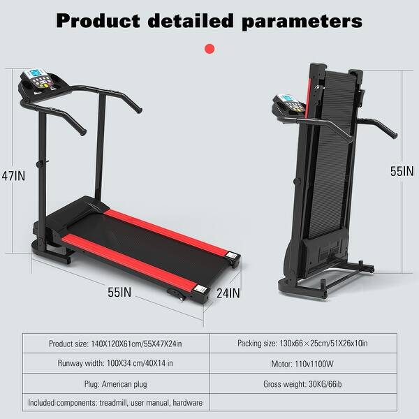 1100w Foldable Treadmill With Equipment Stand Absorption And Tilt 12