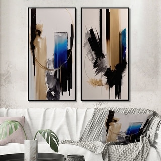 Designart "Blue Minimalist Abstract II" Abstract Minimalism Framed Wall ...