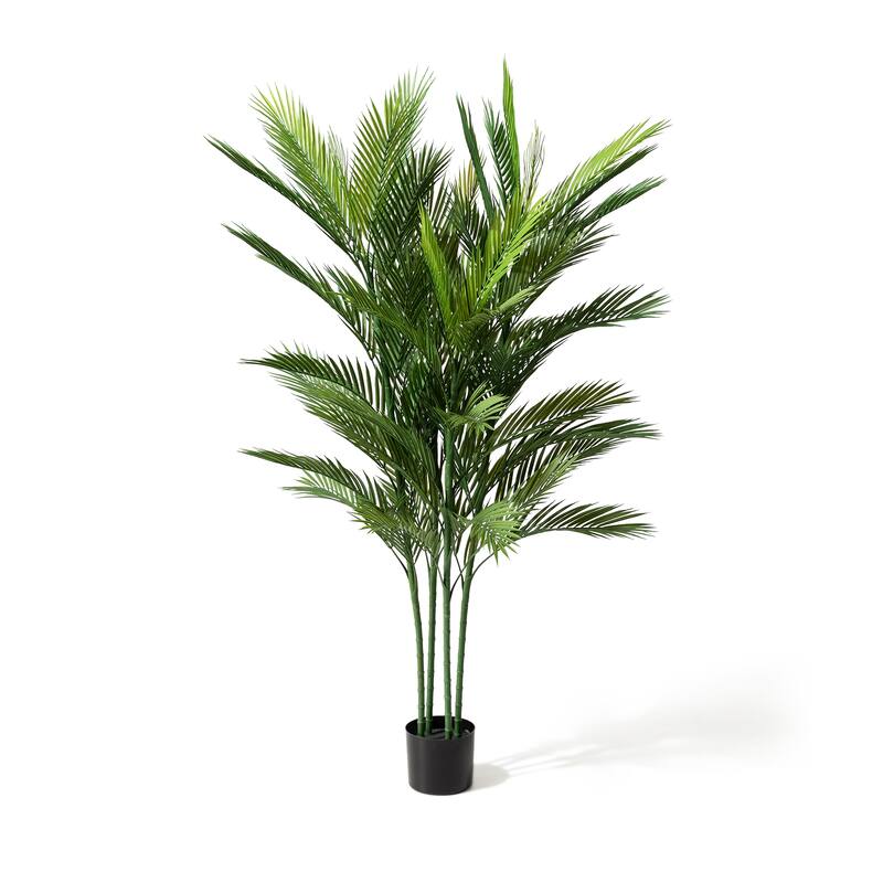 Glitzhome 5ft Artificial Palm Tree Faux Tropical Areca Floor Plant in ...