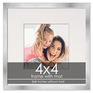 4x4 Frame with Mat - Silver 8x8 Frame Wood Made to Display Print or ...