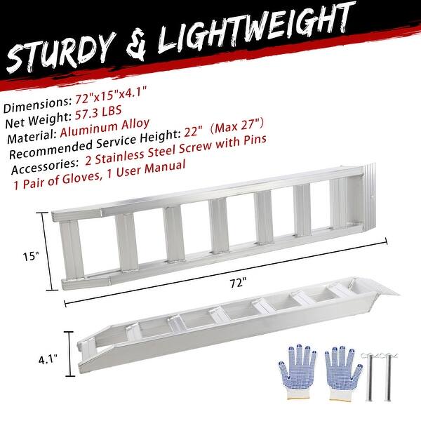 Aluminum Trailer Ramps, 8810 lbs Heavy-Duty Ramps with Top Hook ...