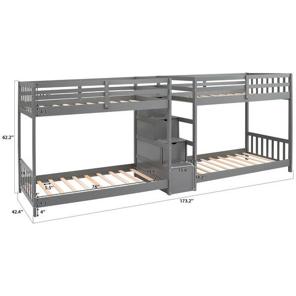 Double Parallel Bunk Beds with Storage Staircase - Bed Bath & Beyond ...