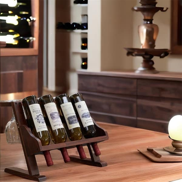 Living Room Solid Wood Table Wine Rack with Cup Holder - Bed Bath ...