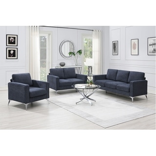 Modern 3-Piece Sofa Sets Chenille Upholstered Loveseat Sets Thick Seat ...
