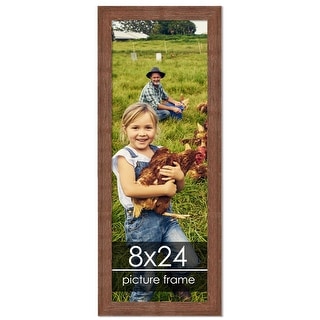 8x24 Frame Brown Barnwood Picture Frame with UV Acrylic Glass, Foam ...