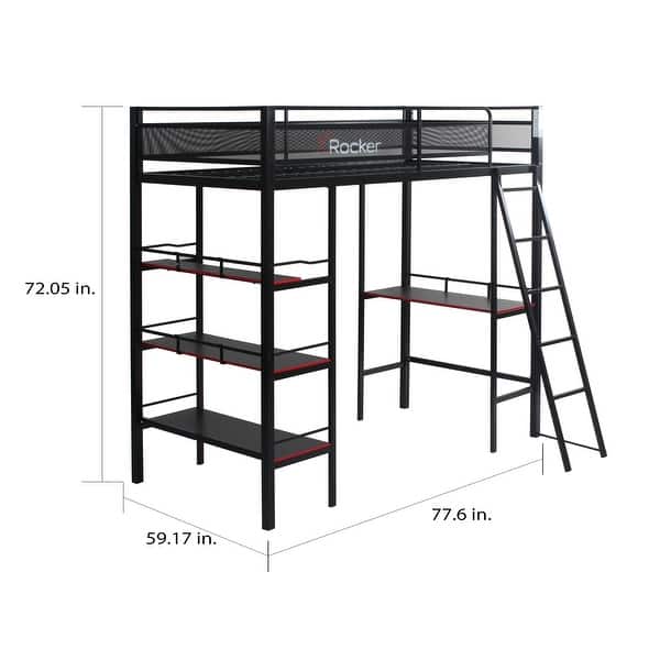 X Rocker Fortress Black Gaming Bunk w/ Built-in Desk and Shelves - Bed ...