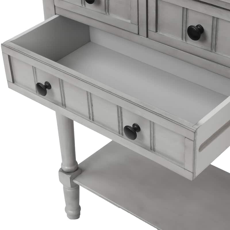 Narrow Console Table with Three Storage Drawers and Bottom Shelf ...