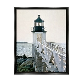 Stupell White Lighthouse Photography Framed Floater Canvas Wall Art ...