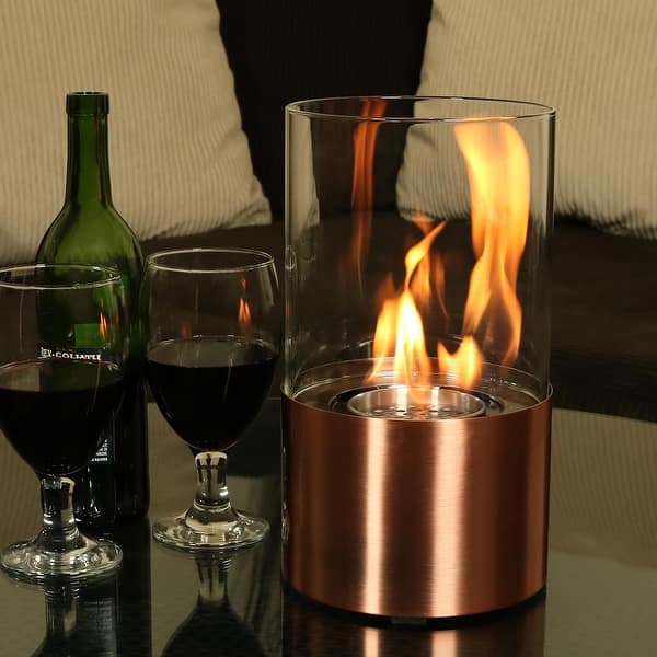Sunnydaze Fiammata Ventless Tabletop Bio Ethanol Fireplace Copper with ...