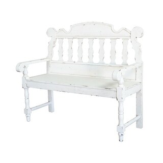46.5" Antique White Distressed Bench - Bed Bath & Beyond - 36362076